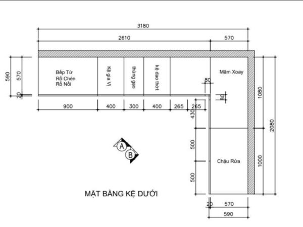 [Tìm hiểu] kích thước tủ bếp chữ L theo chuẩn phong thủy